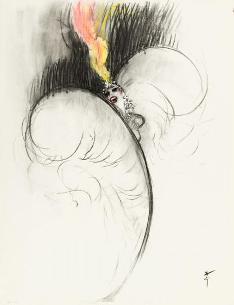 Projet publicitaire pour le moulin rouge, Flamboyante par René GRUAU ...